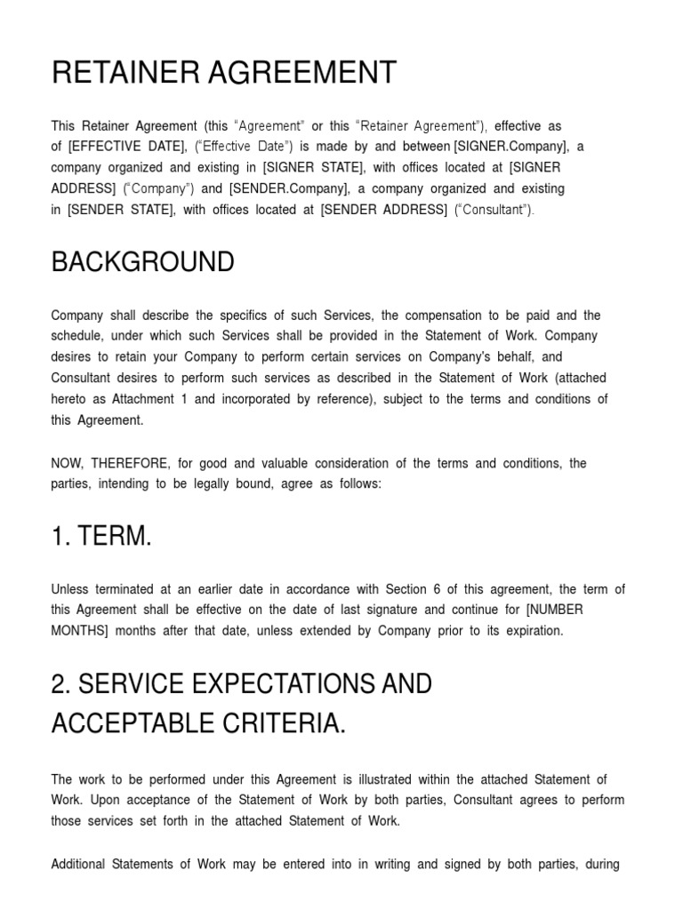Retainer Agreement Template | PDF | Damages | Invoice