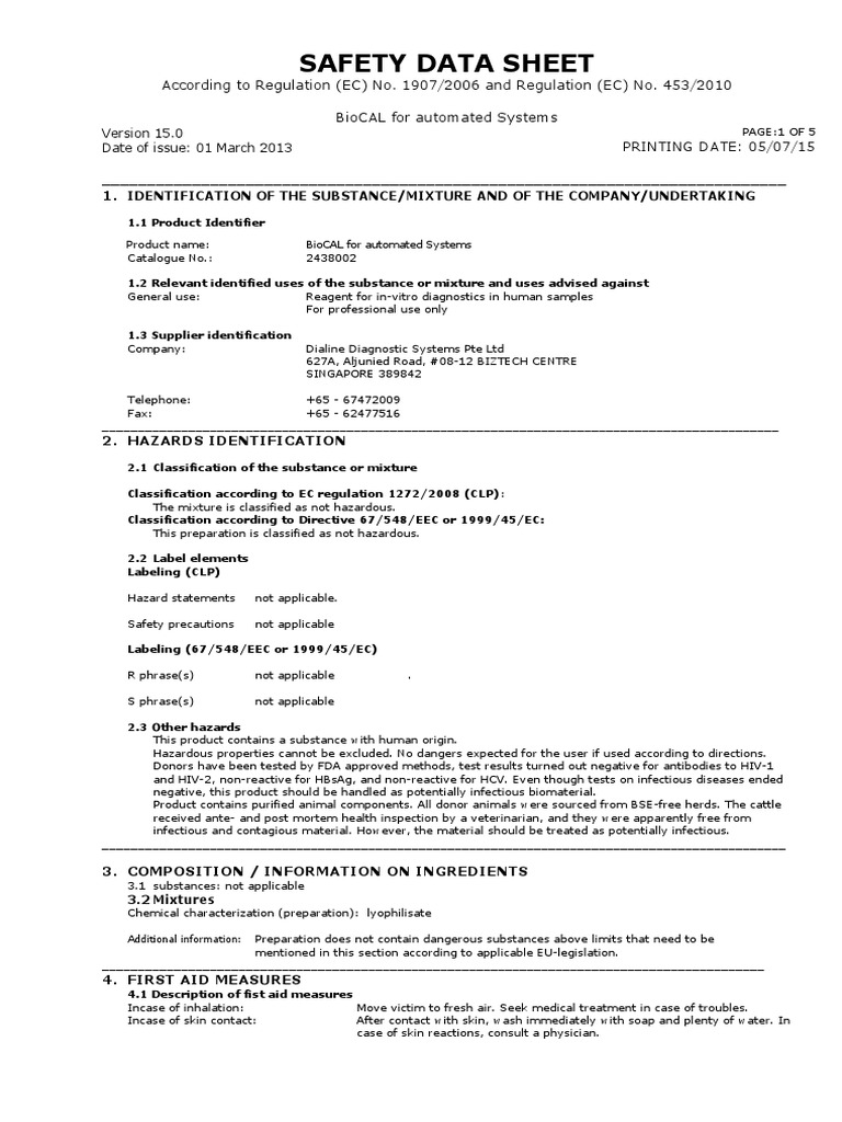 Msds | PDF | Toxicity | Dangerous Goods