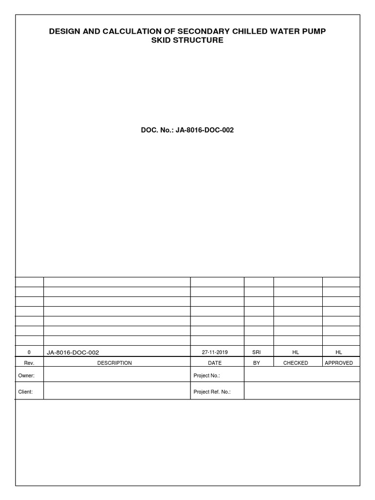 Design and Calculation For Secondary Chilled Water Pump Skid | PDF ...