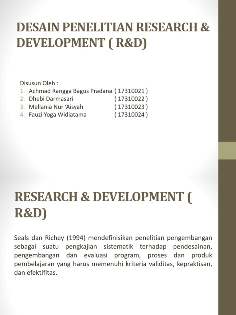 Desain Penelitian Research & Development (R&D) | PDF
