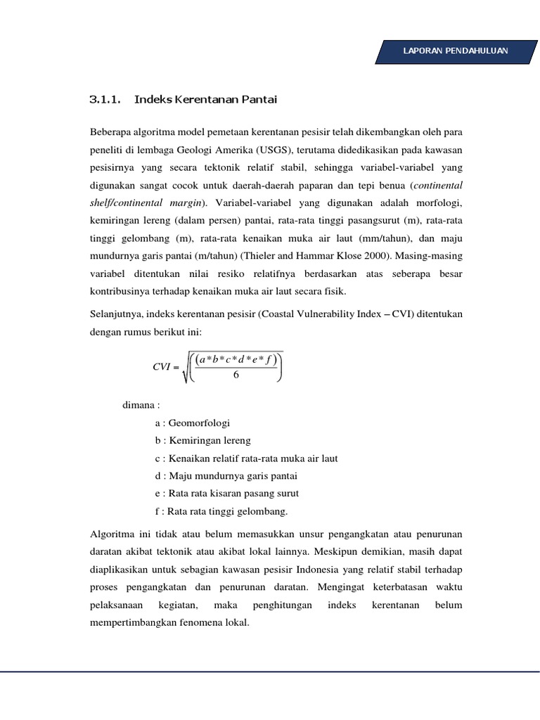 Rumus Indeks Kerentanan Pantai (CVI) | PDF | Sains & Matematika