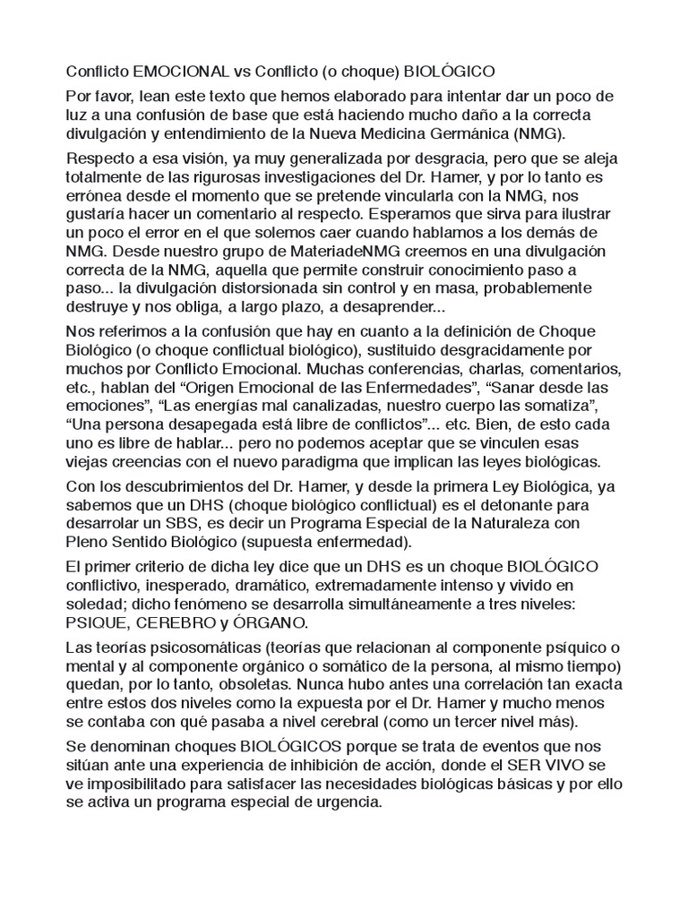 Confusión entre Choque Biológico y Emocional | PDF | Psique (psicología ...
