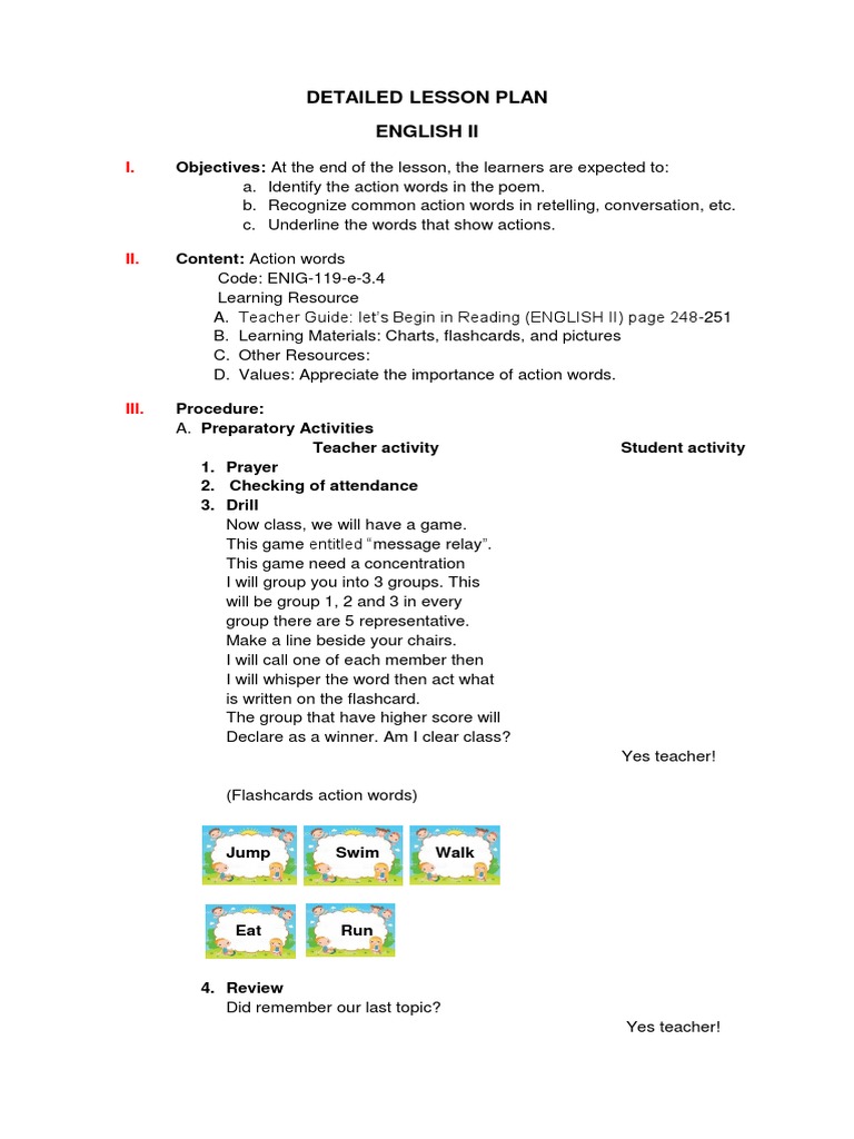 Lesson Plan English II | PDF | Lesson Plan | Teaching