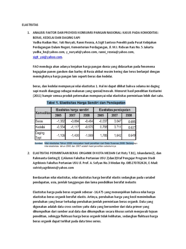 Etugas Elasitisitas Inelastisitas Unity Elastisitas | PDF