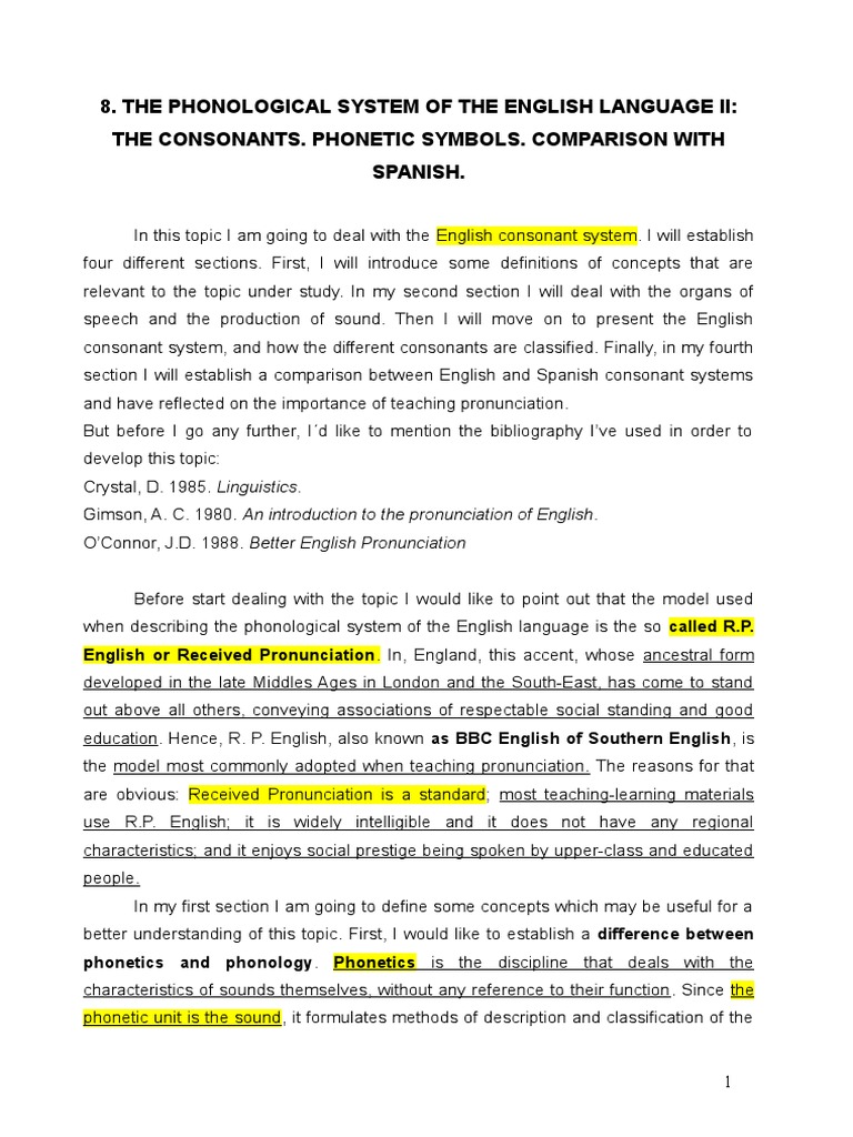 TOPIC 8. The Phonological System of The English Language | PDF | Larynx ...