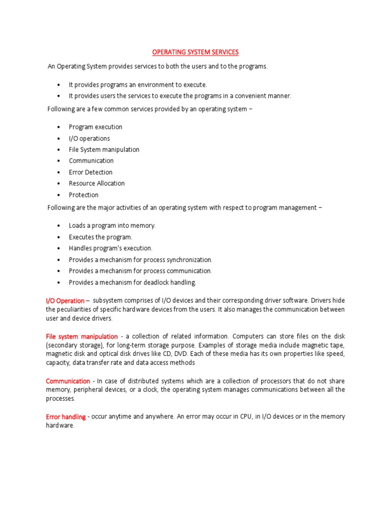 Operating System Services | PDF | Operating System | Computer Data Storage