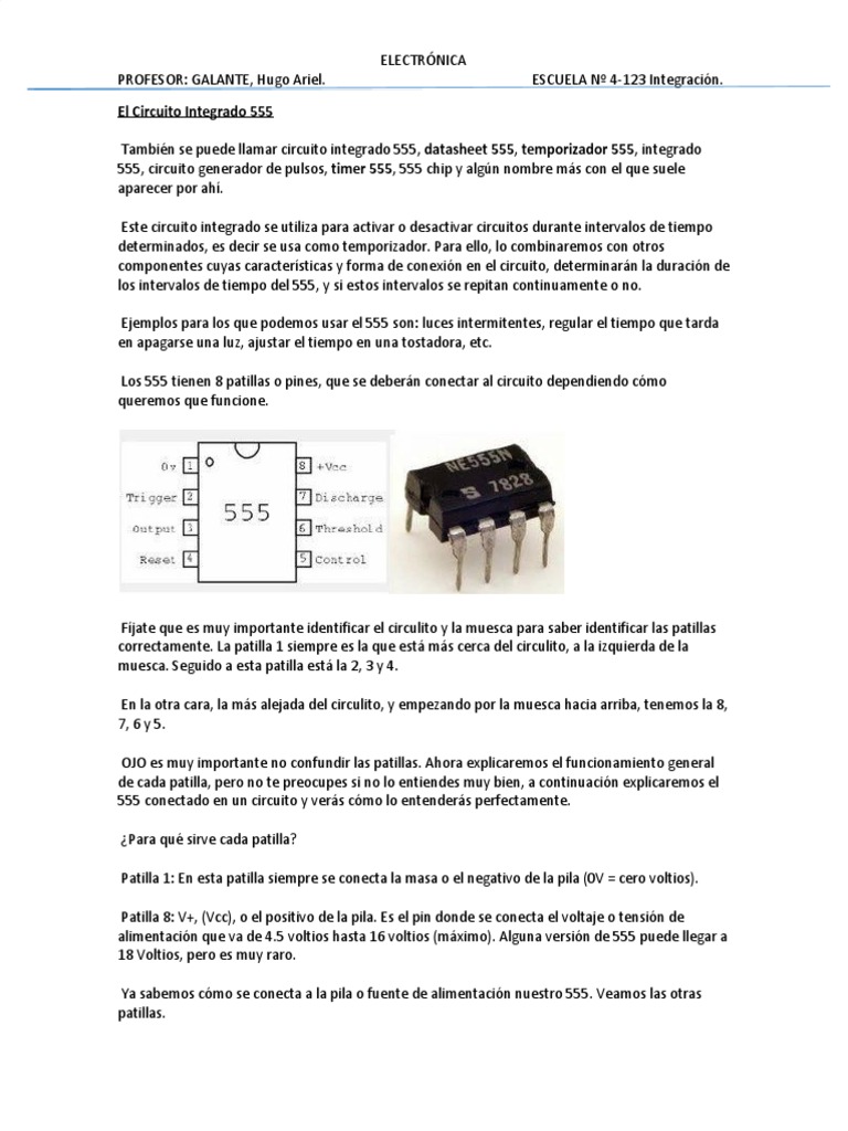 El Circuito Integrado 555 | PDF | Resistencia Eléctrica y Conductancia | Diodo emisor de luz