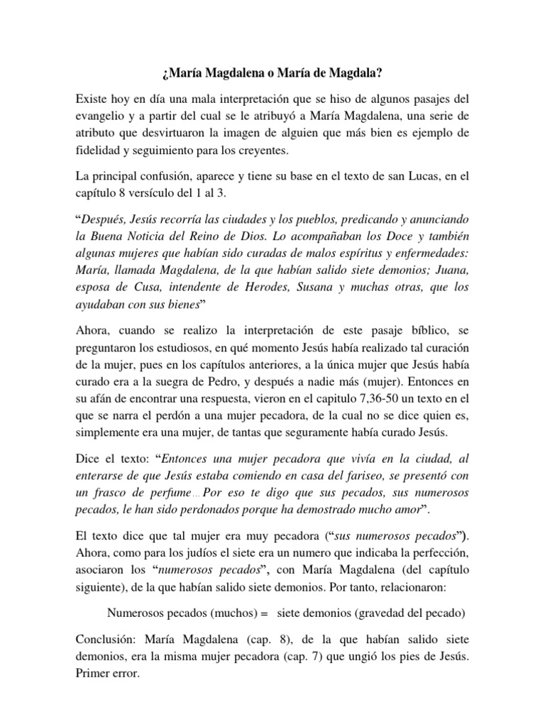 Maria Magdalena o Maria de Magdala | PDF | María Magdalena | Evangelio ...