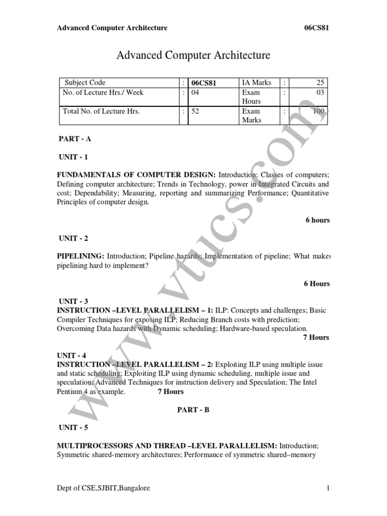 Cse Viii Advanced Computer Architectures 06CS81 Notes PDF | PDF ...