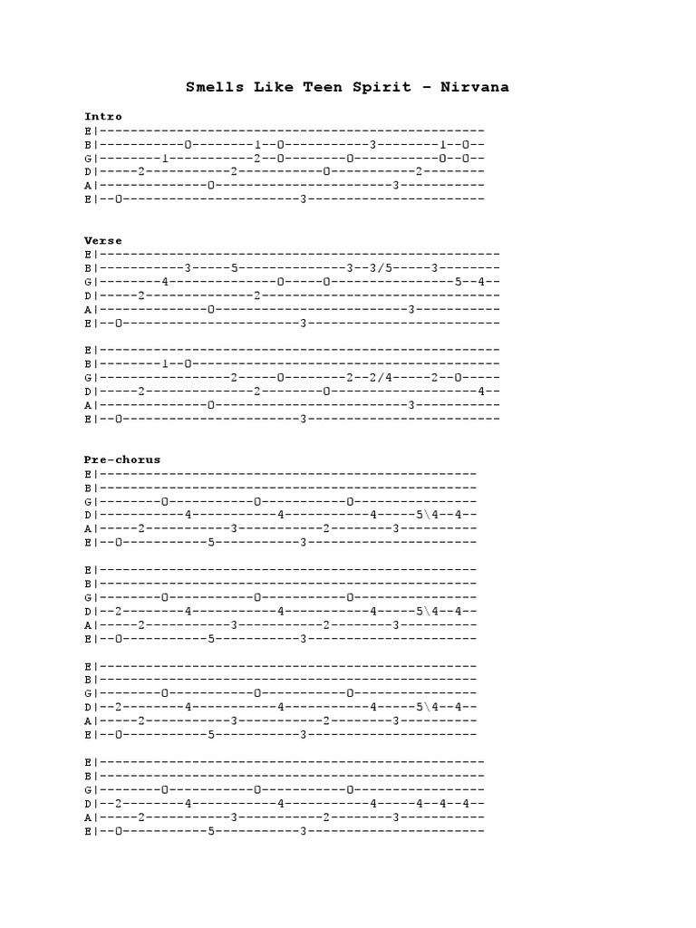 Smells Like Teen Spirit | PDF | Song Structure | Musical Forms