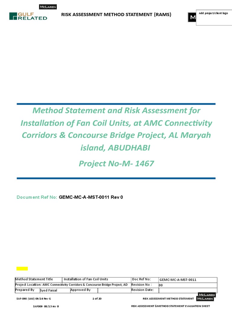 MS For Installation of FCU | PDF | Personal Protective Equipment | Risk ...