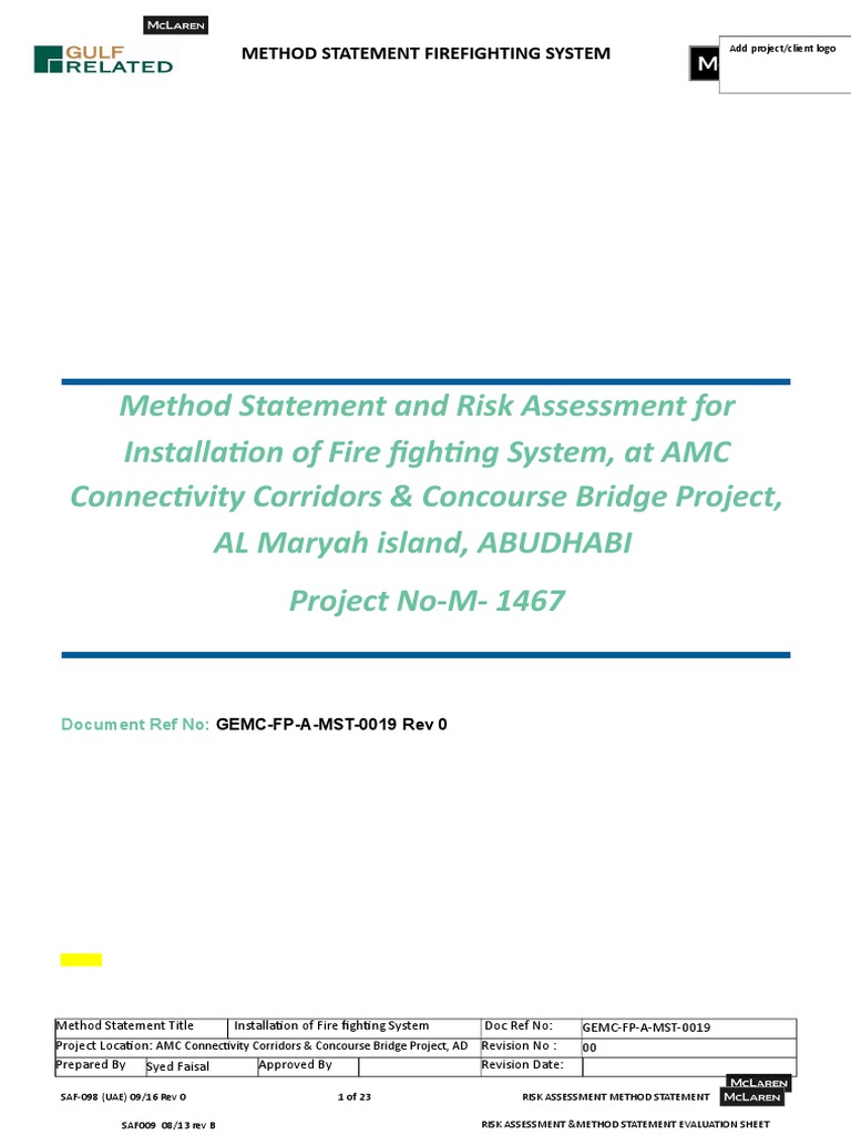 Fire Fighting System Installation Plan | PDF | Fire Sprinkler System ...