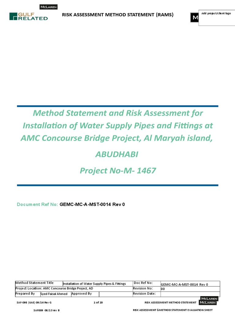 MS - Installation of Water Supply Pipe | PDF | Personal Protective ...