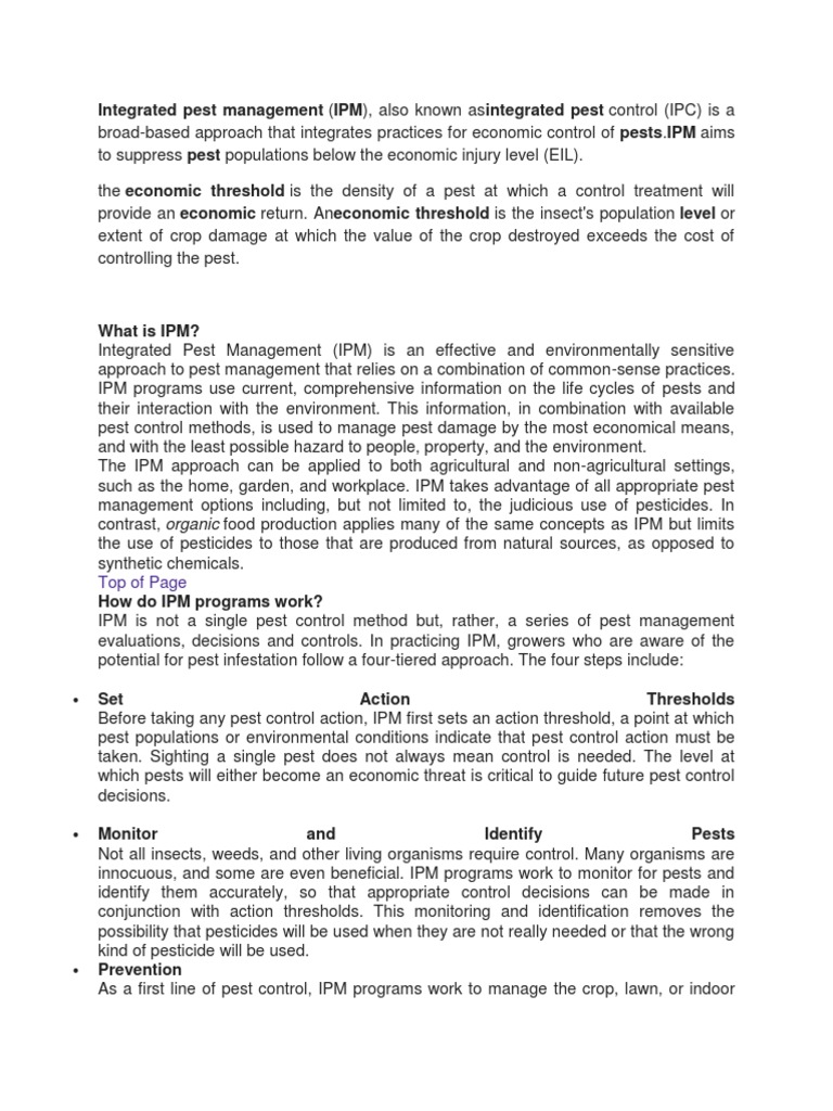 Integrated Pest Management | PDF | Pest Control | Pesticide