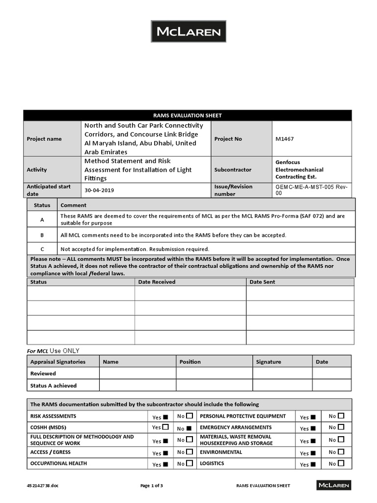 RAMS Evaluation | PDF | Business