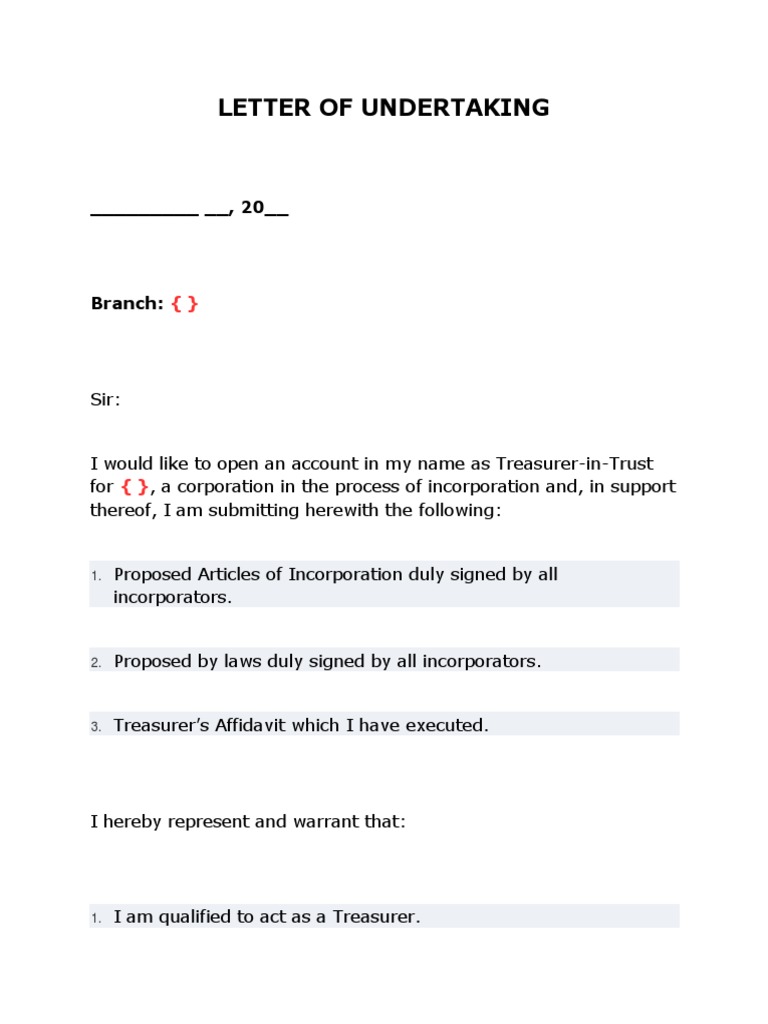 Letter of Undertaking | PDF | Banks | Business Law