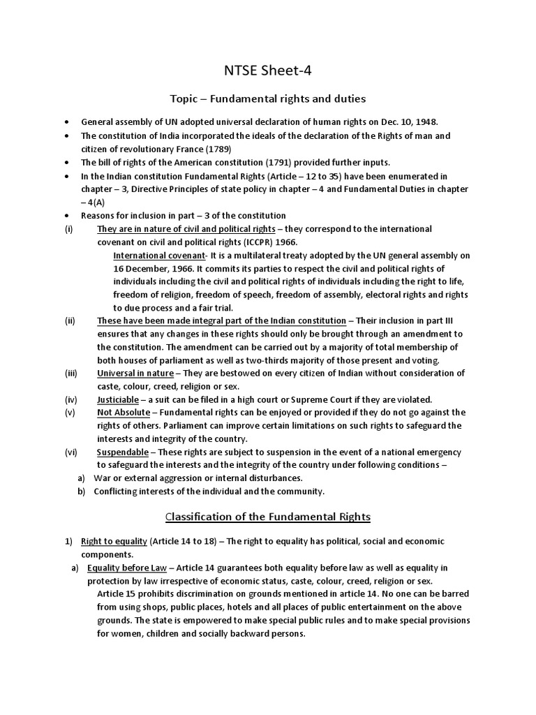 NTSE Sheet 4 PDF | PDF | Public Sphere | Justice