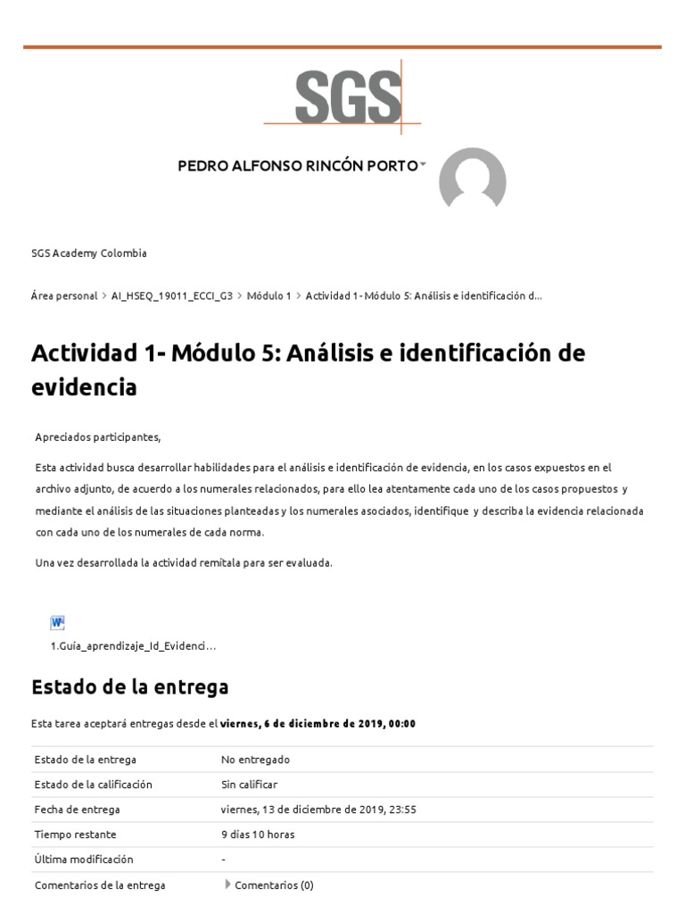 Actividad 1 Módulo 5 Análisis E Identificación De Evidencia Tarea