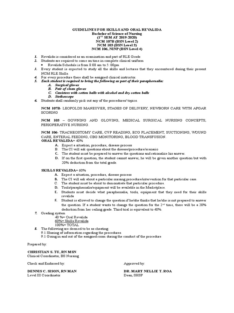 Revalida Guidelines | PDF | Nursing | Medicine
