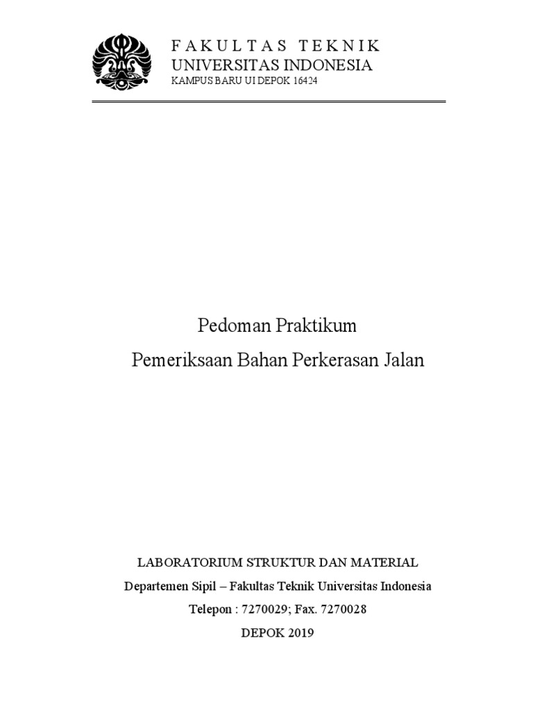 Modul Praktikum Perkerasan Jalan Univ Pertamina 2019 PDF | PDF