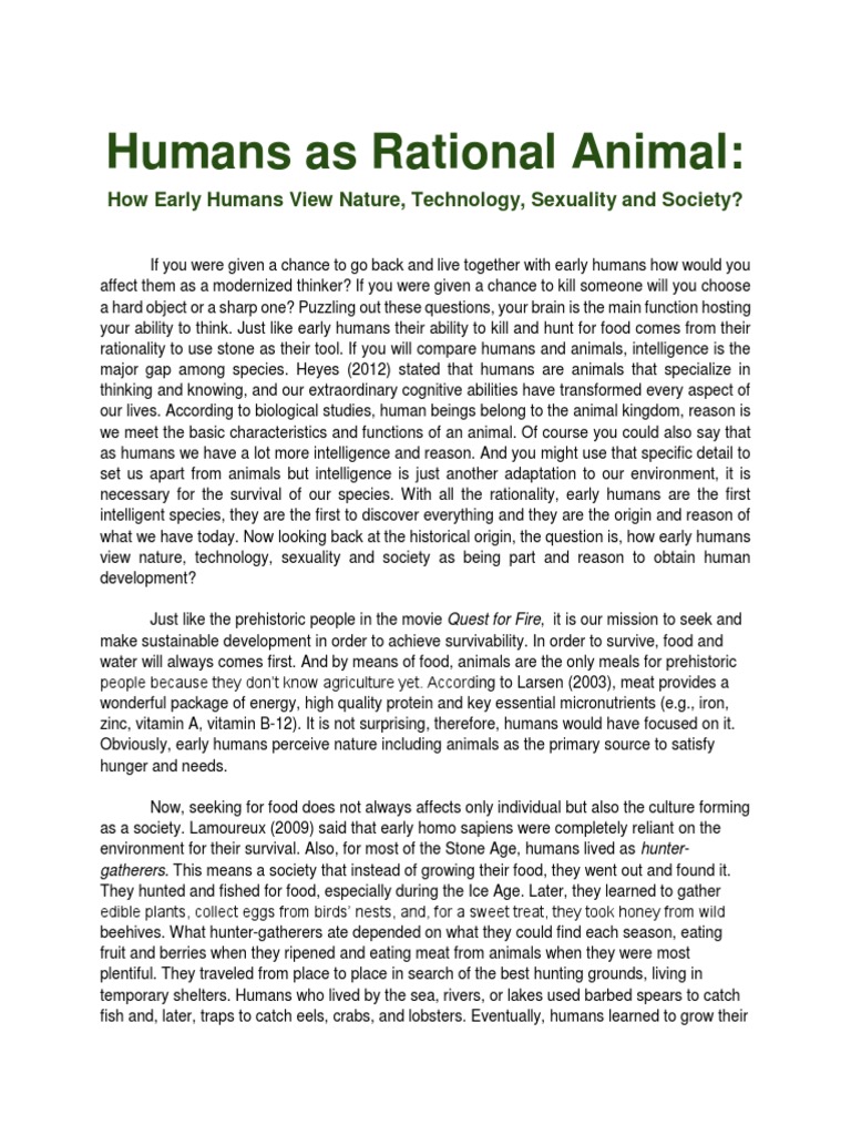 Humans As Rational Animal | PDF | Hunter Gatherer | Human