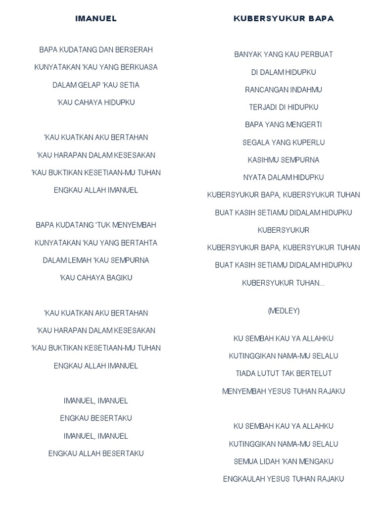 Lirik Lagu KKR Pelprap 2019 | PDF