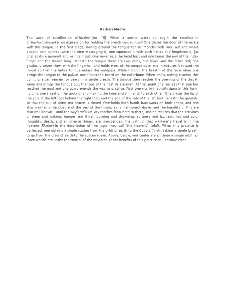 Kechari Mudra: The Practice of Tongue Retention | PDF