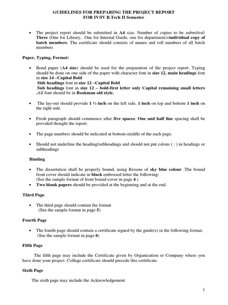 IV B.tech Project Report Guidelines | PDF | Paragraph | Academic Degree