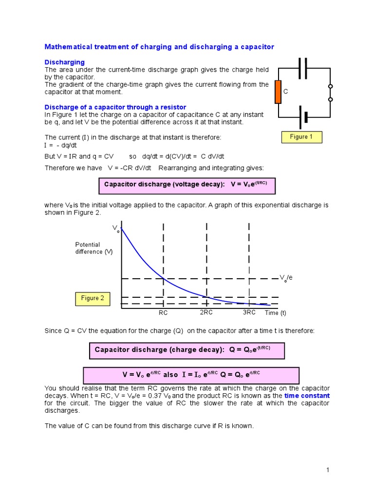 Capacitor Charge and Discharge Mathematics | PDF | Capacitor | Voltage