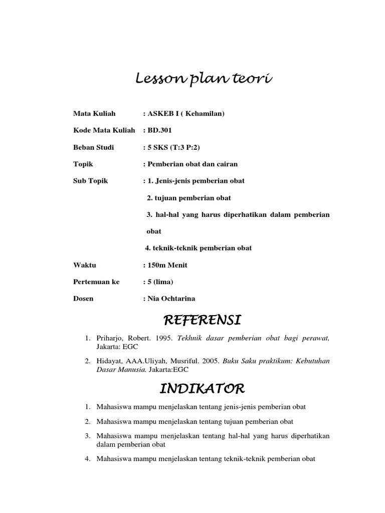 Lesson Plan Teori F | PDF | Pengembangan Diri