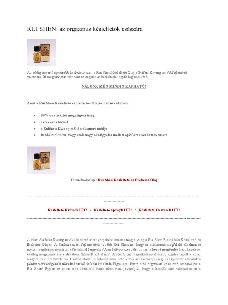 RUI SHEN Orgazmus Késleltető | PDF