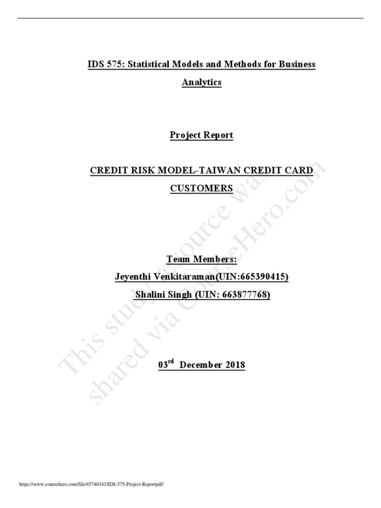 IDS 575 Project Report | PDF | Logistic Regression | Statistical Classification