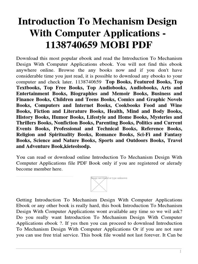 Introduction To Mechanism Design With Computer Applications | PDF | E ...