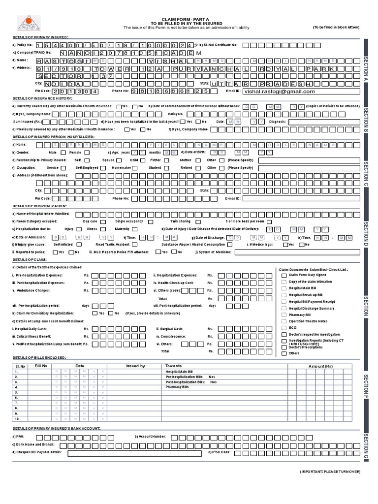 Health Insurance Claim Form Guide | PDF | Insurance | Banks