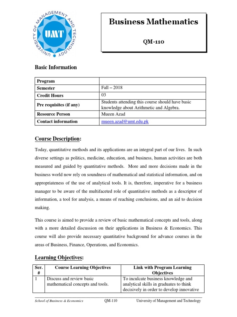 Business Mathematics | PDF | Matrix (Mathematics) | Derivative
