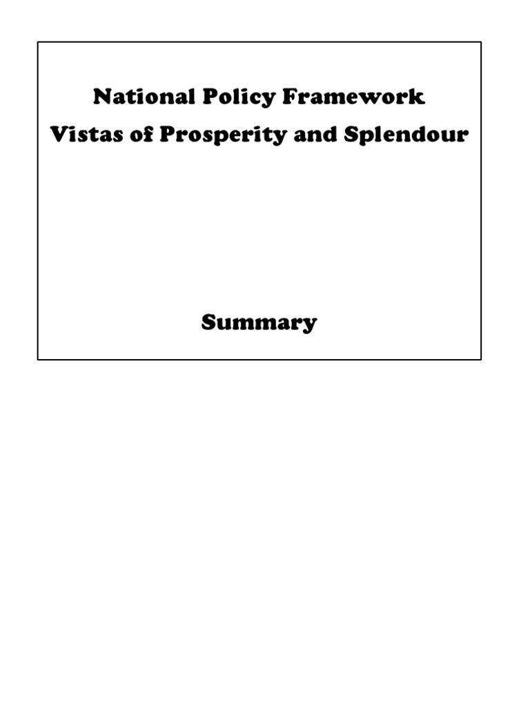 National Policy Framework: Vistas of Prosperity and Splendour | PDF ...