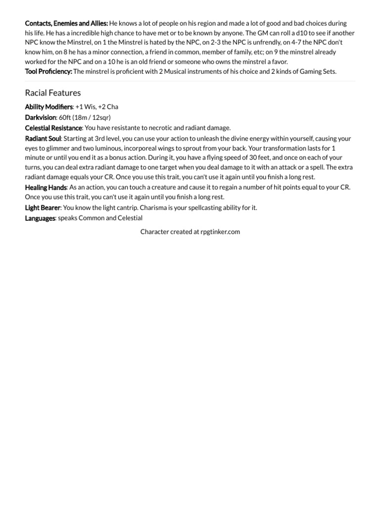 RPG Tinker - D&D 5e NPC Generator PDF | PDF