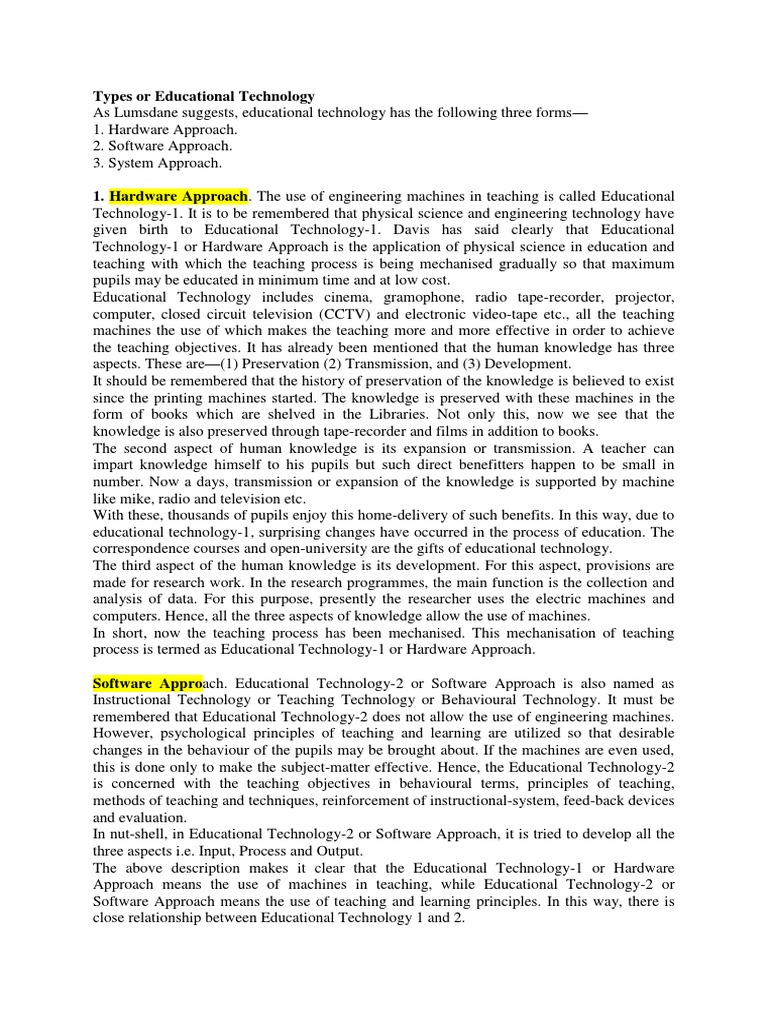 Types of Educational-Technology | PDF | Teachers | Educational Technology