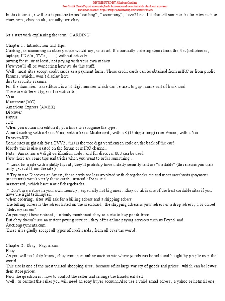 Basic Carding Tutorial PDF | PDF | Pay Pal | Credit Card
