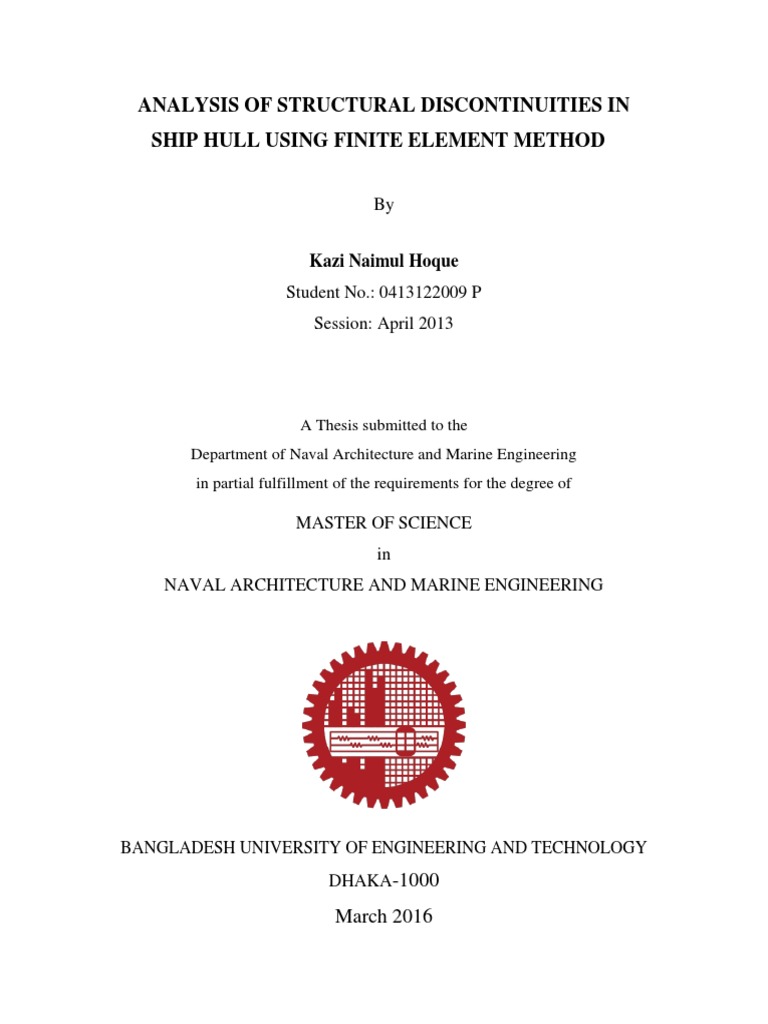 Analysis Of Structural Discontinuities In Ship Hull Using Finite Element Method Pdf Finite