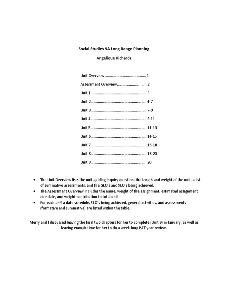 Social Studies 9 Long Range Plans | PDF | News | Quality Of Life