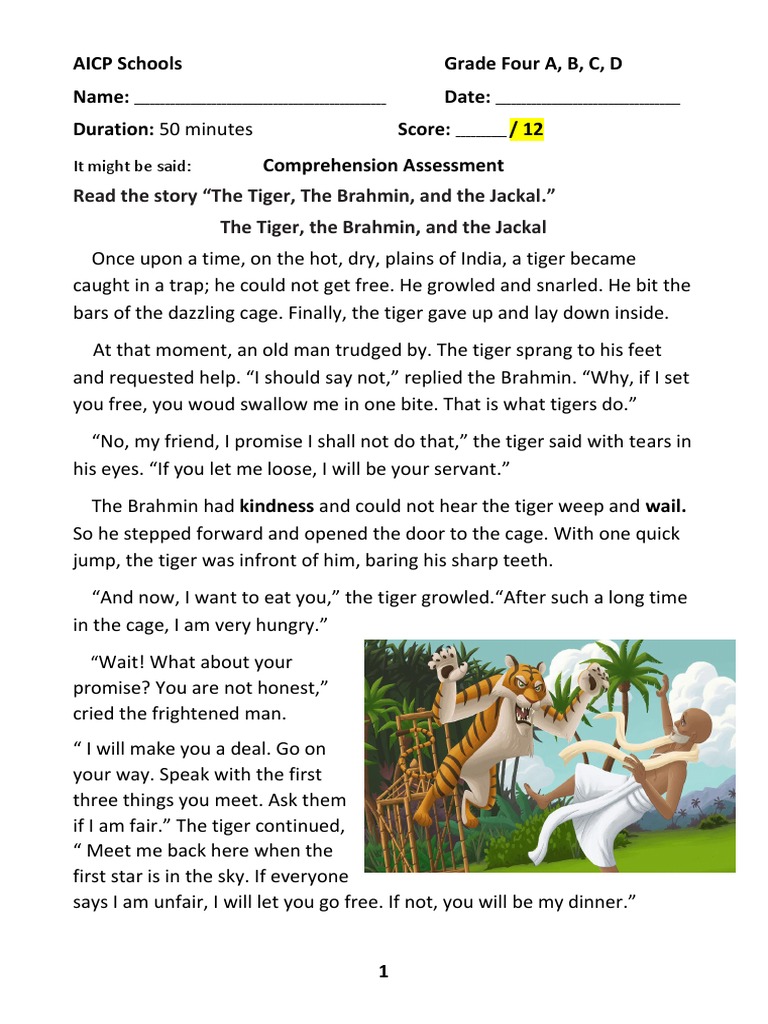 The Tiger, The Brahmin, and The Jackal | PDF