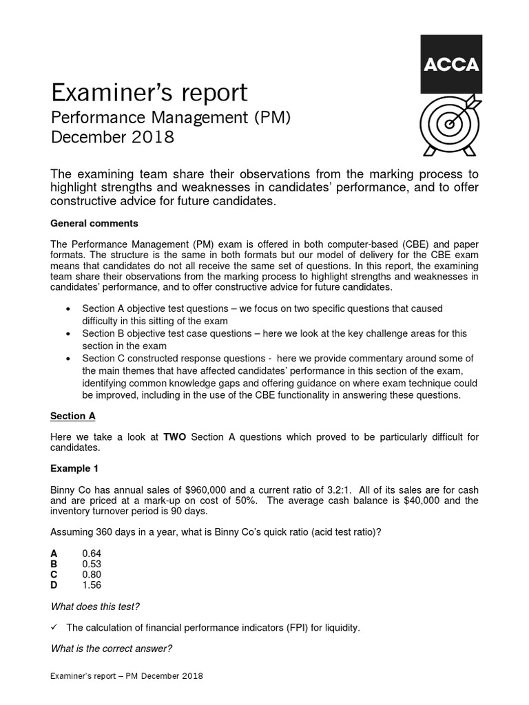 Microsoft Word - Examiner's Report PM D18 Final | PDF | Test ...