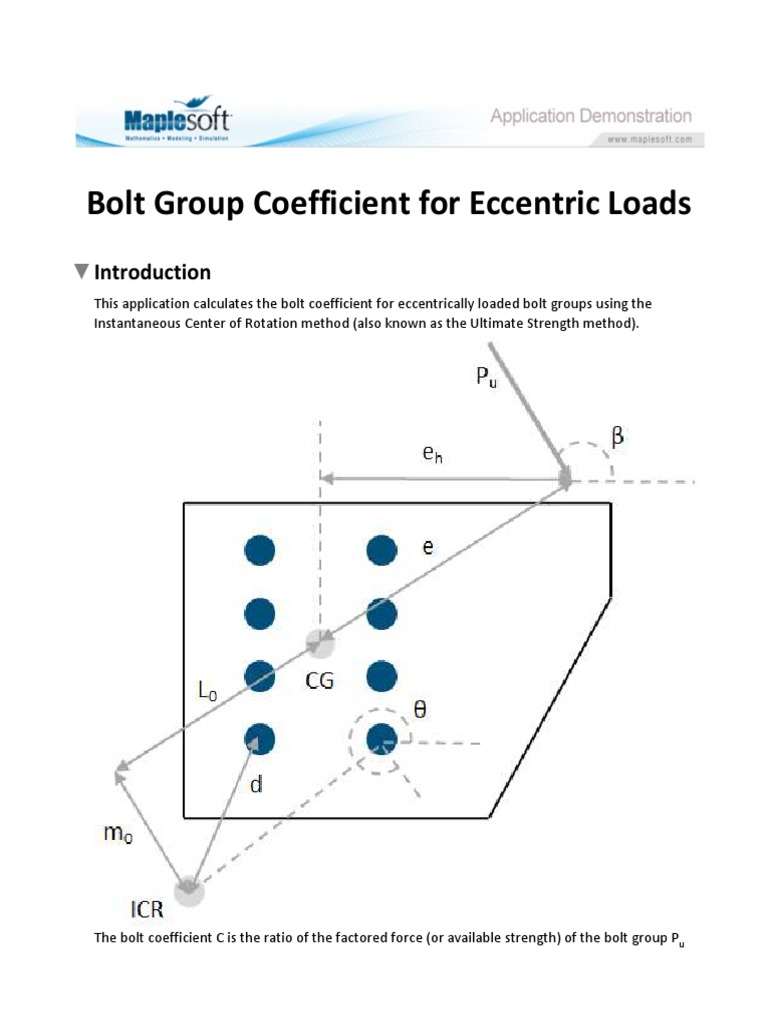 Bolt Group Coefficient For Eccentric Loads | PDF | Mathematical ...