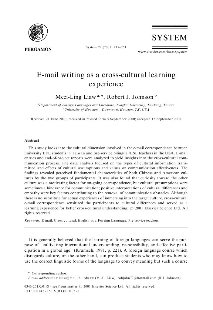 Email Writing As A Cross Cultural Learning Experience | English As A ...