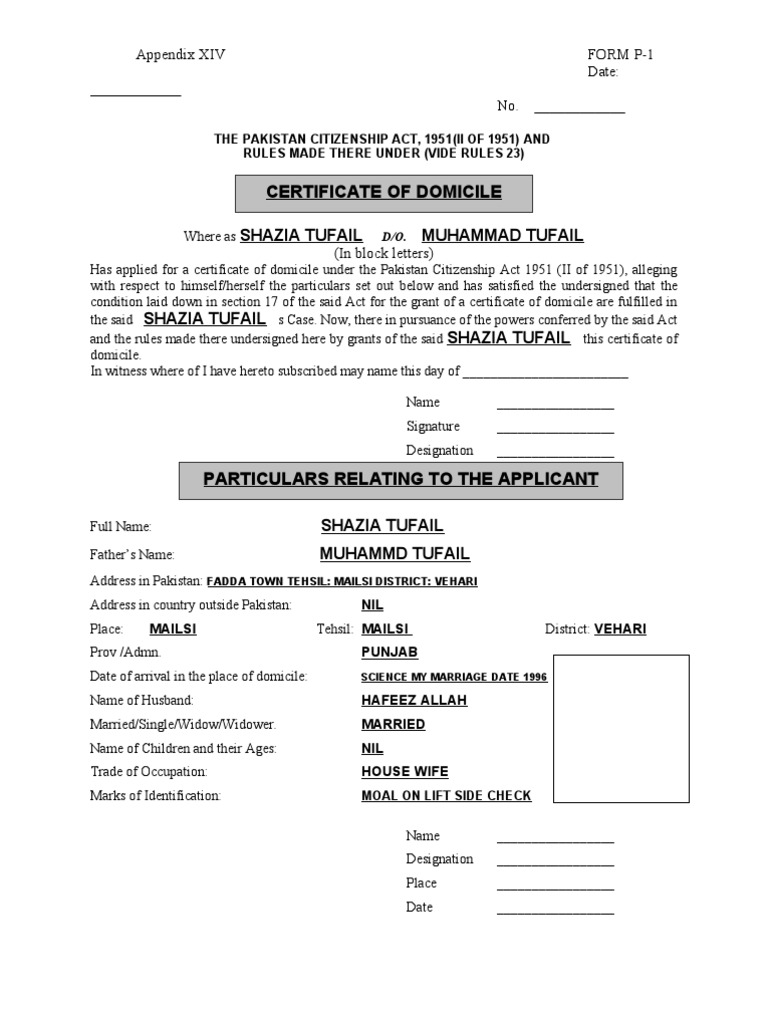 Domaical Forms | PDF | Rupee | Domicile (Law)