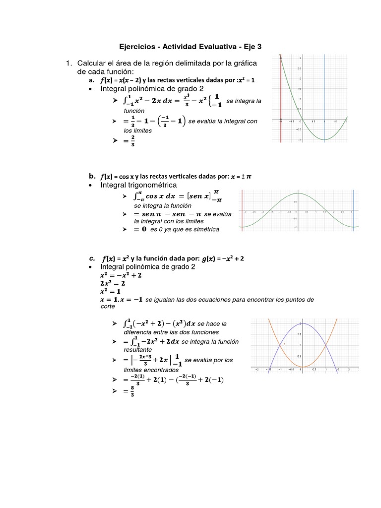 Ejercicios Integral | PDF | Integral | Enseñanza de matemática