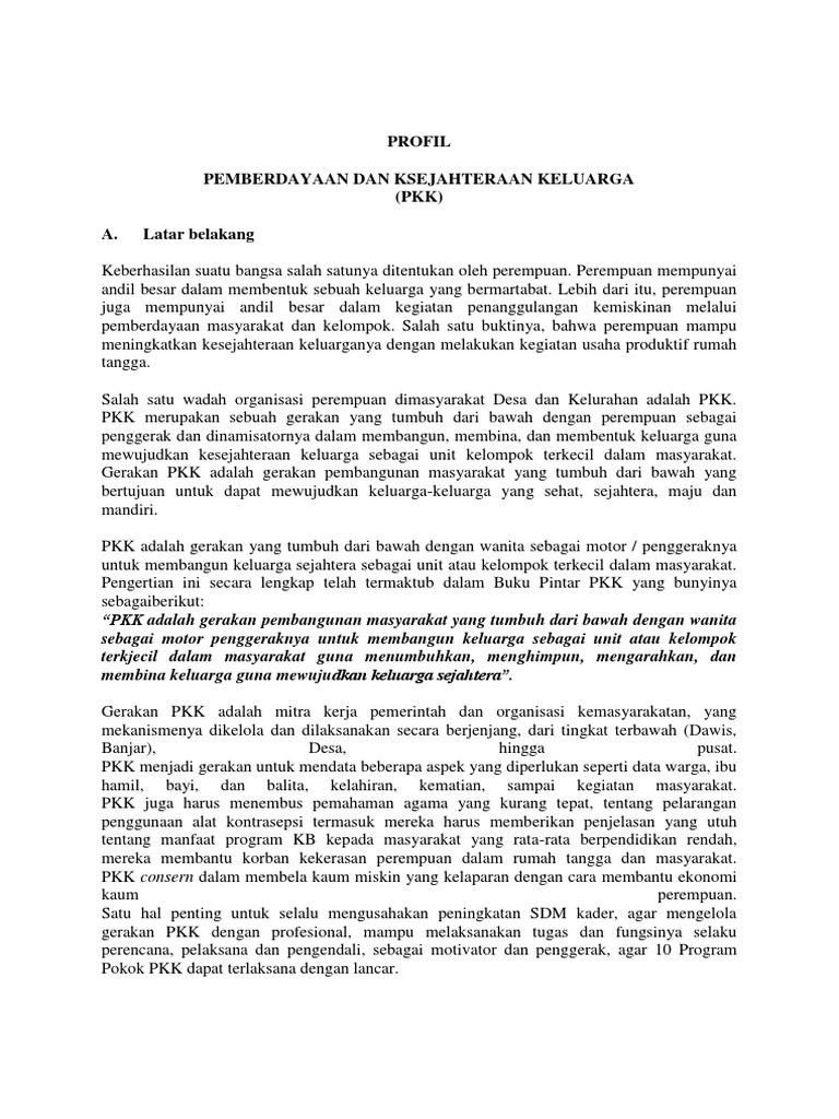 Profil PKK Desa | PDF
