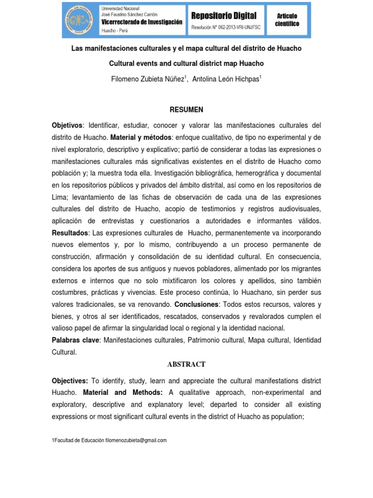 Mapa Cultural del Distrito de Huacho | PDF | Lima | Cultura (general)