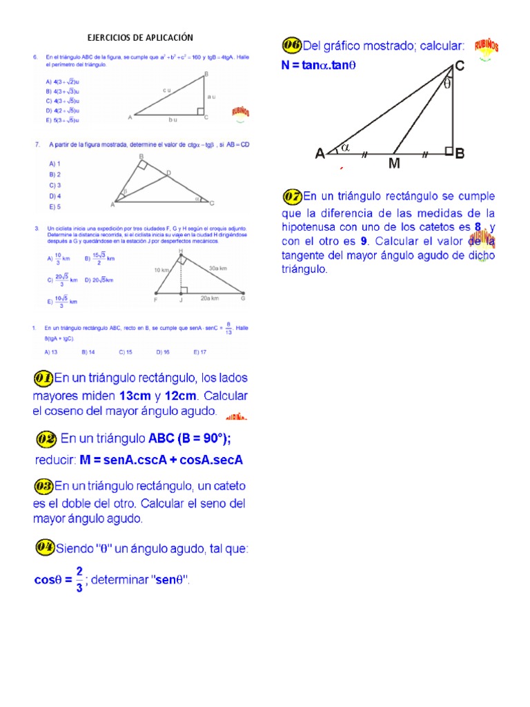 Ejercicios de Aplicación Trigo | PDF